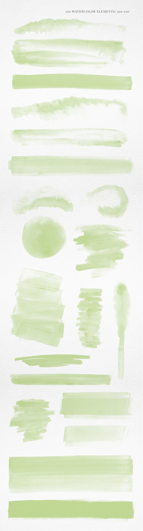 120 Green Watercolor Splotches, Splatters, Brush Strokes Green ...