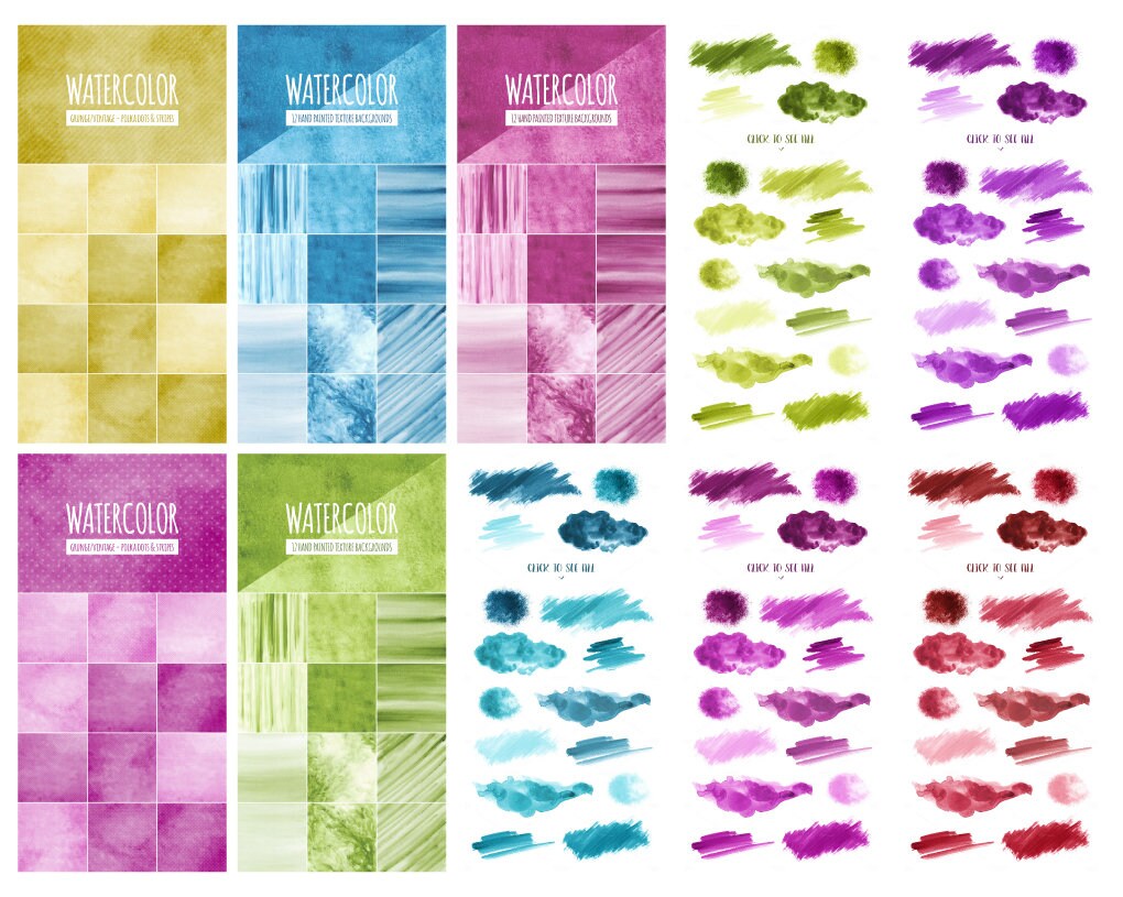 80% off Watercolor Bundle: 204 Watercolor Texture Backgrounds 80 ...