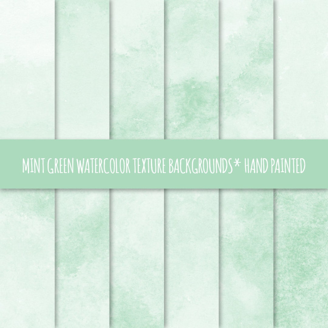 Mint Green Watercolor Texture Digital Paper; Hand Painted Watercolor ...