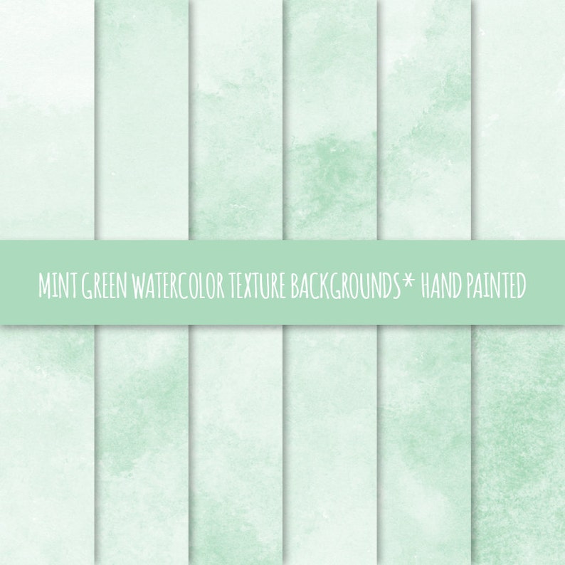 Mint Green Watercolor Texture Digital Paper; Hand Painted Watercolor ...