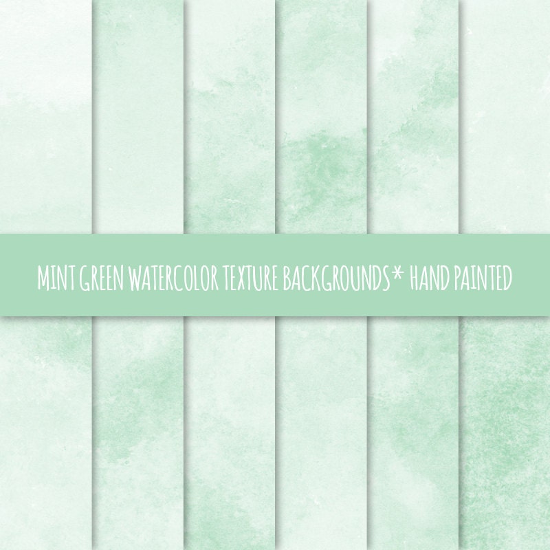 Mint Green Watercolor Texture Digital Paper; Hand Painted Watercolor ...