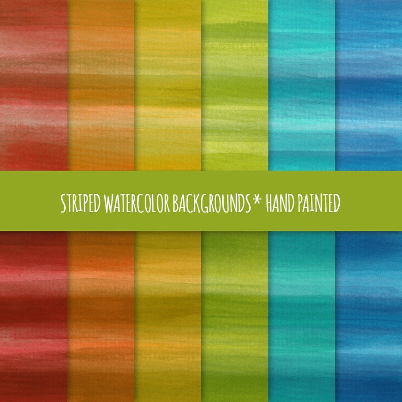 Watercolor Digital Paper Striped Watercolor Texture Hand Painted ...