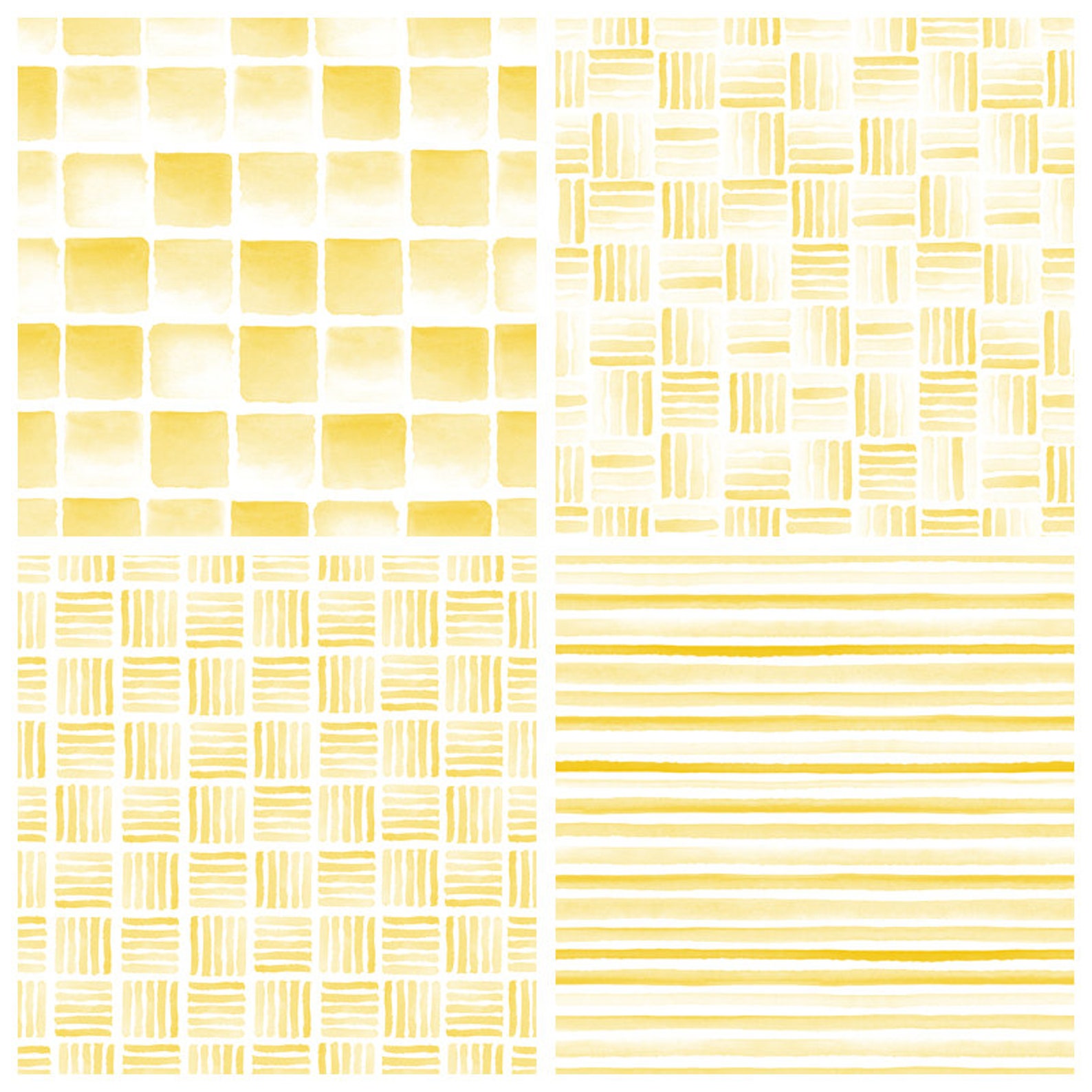 20 Seamless Watercolor Patterns, Yellow Watercolor Patterns on White ...