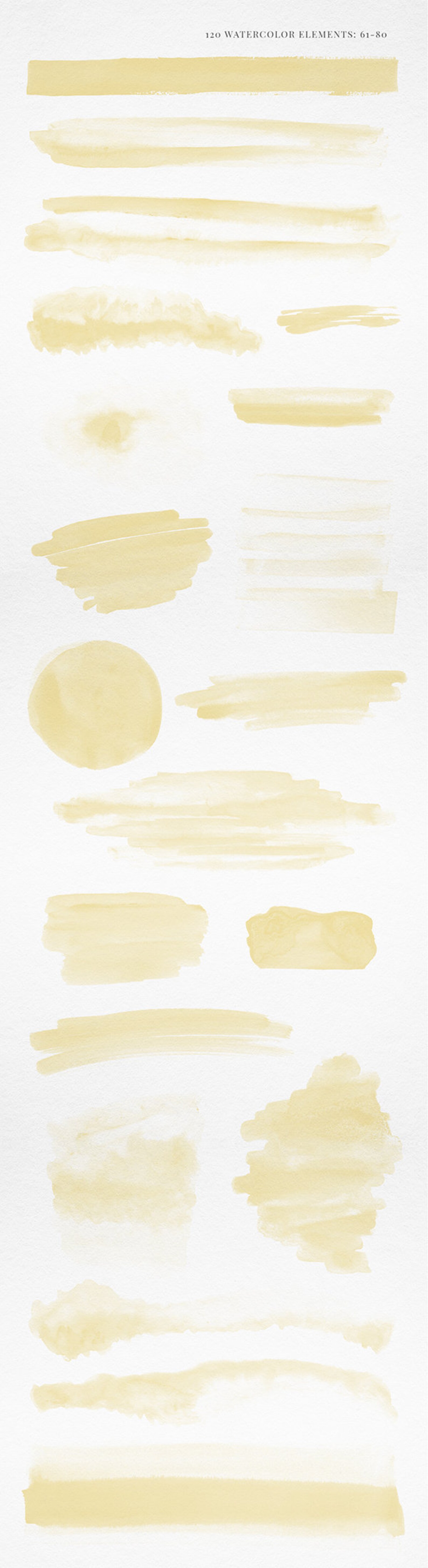120 Yellow Watercolor Splotches, Brush Strokes, Transparent PNG ...