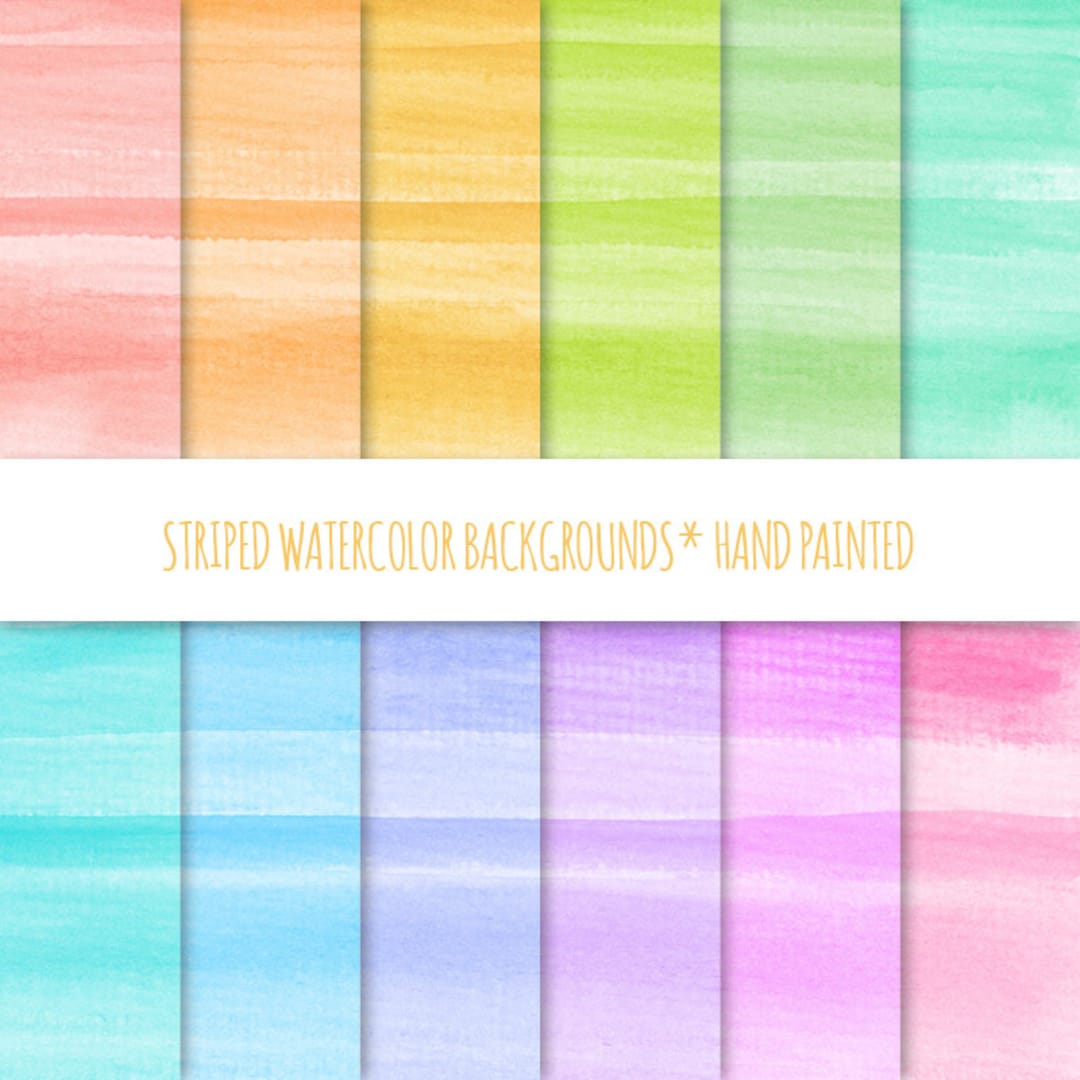 Watercolor Digital Paper ~ Striped Watercolor Texture; Hand Painted ...