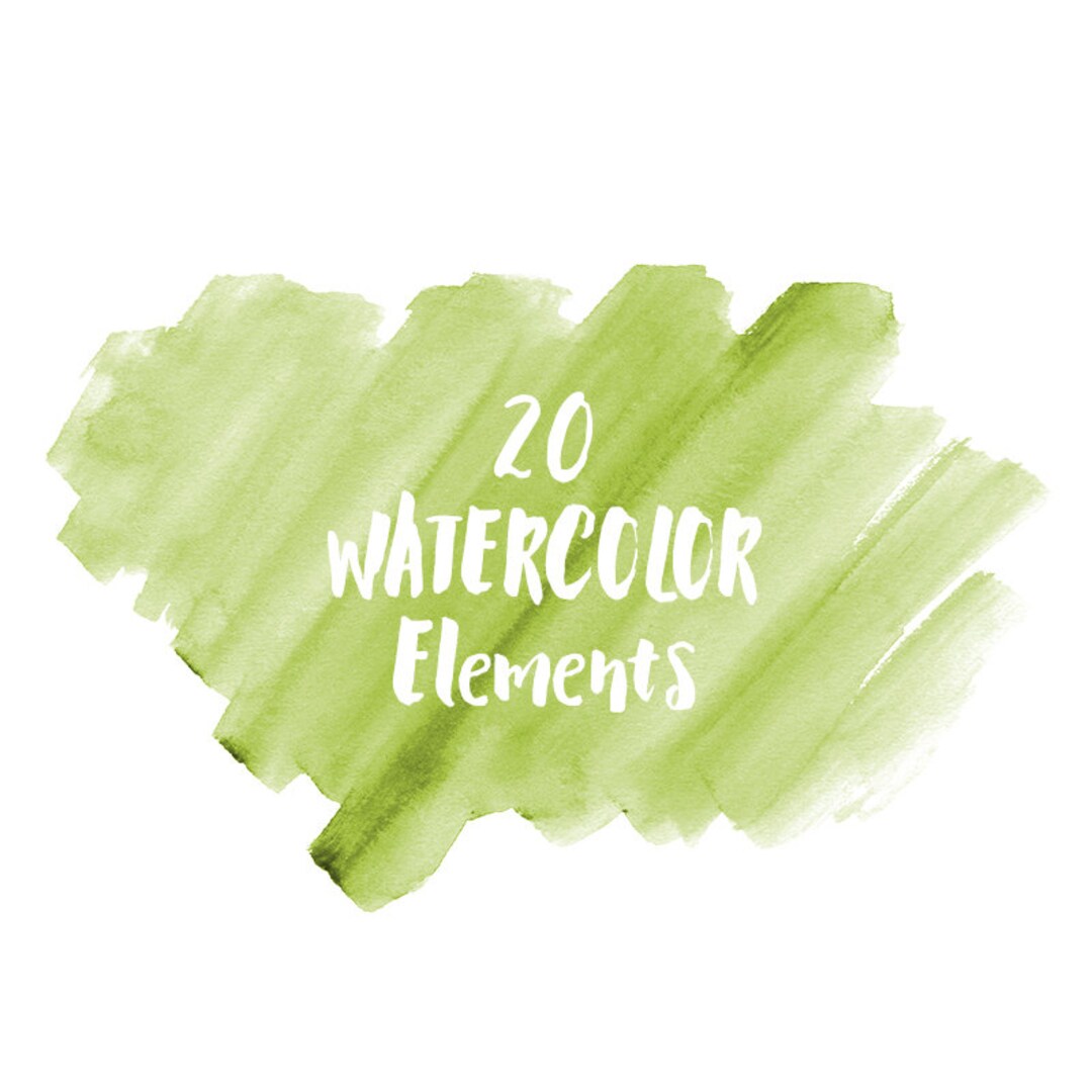 20 Green Watercolor Splotches, Splatters, Brush Strokes; Green ...