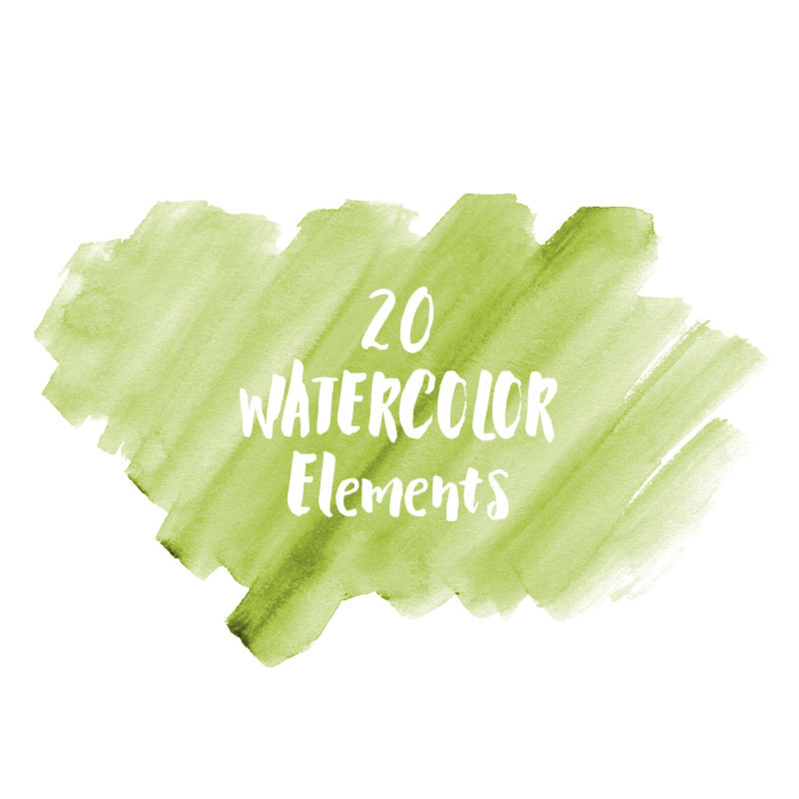 20 Green Watercolor Splotches, Splatters, Brush Strokes Green ...
