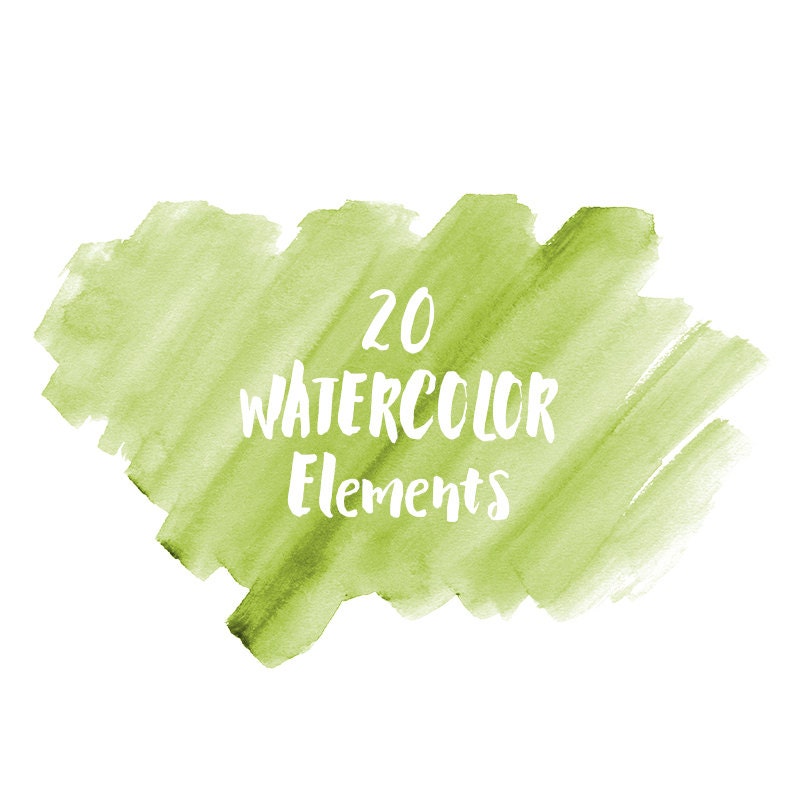 20 Green Watercolor Splotches, Splatters, Brush Strokes Green ...