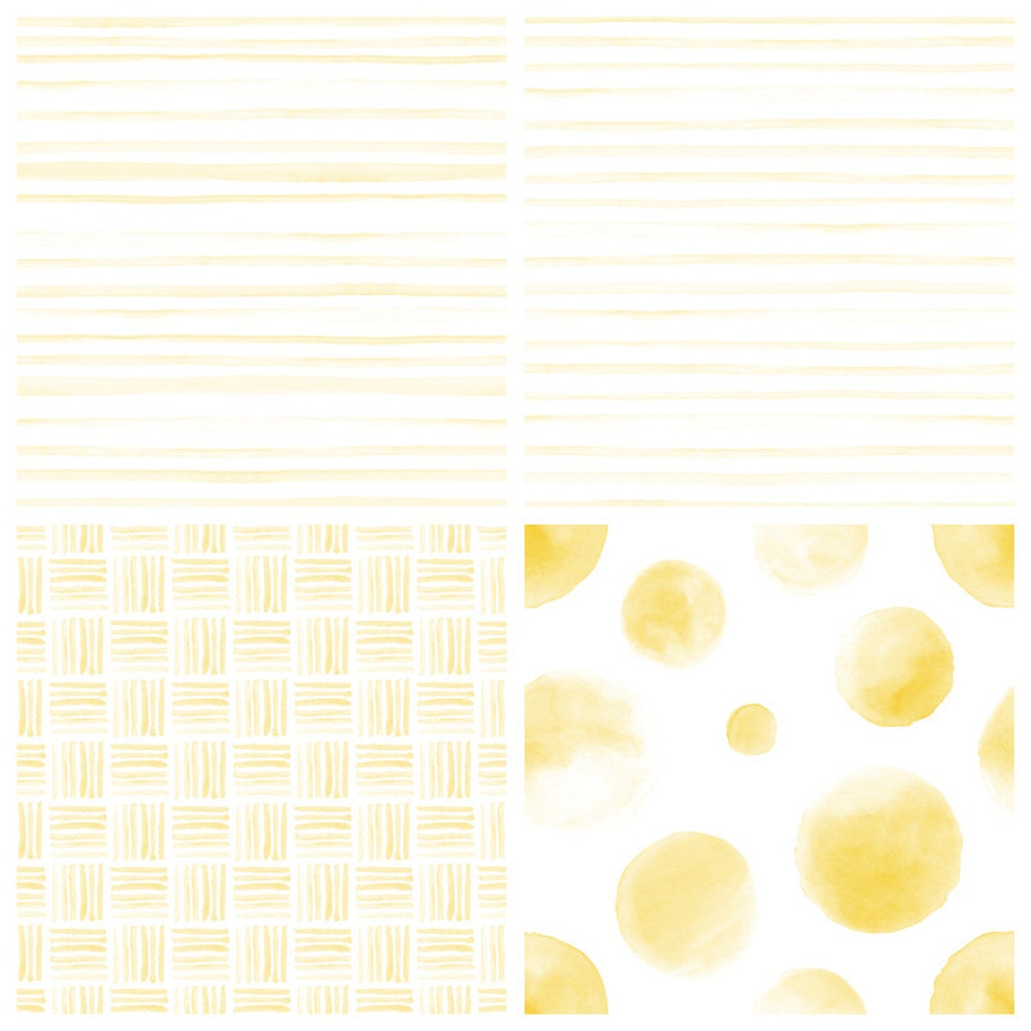 20 Seamless Watercolor Patterns, Yellow Watercolor Patterns on White ...