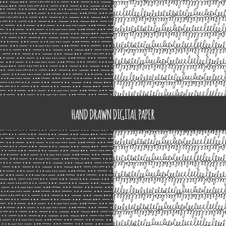 Hand Drawn Digital Paper: Geometric Abstract Doodles | Etsy