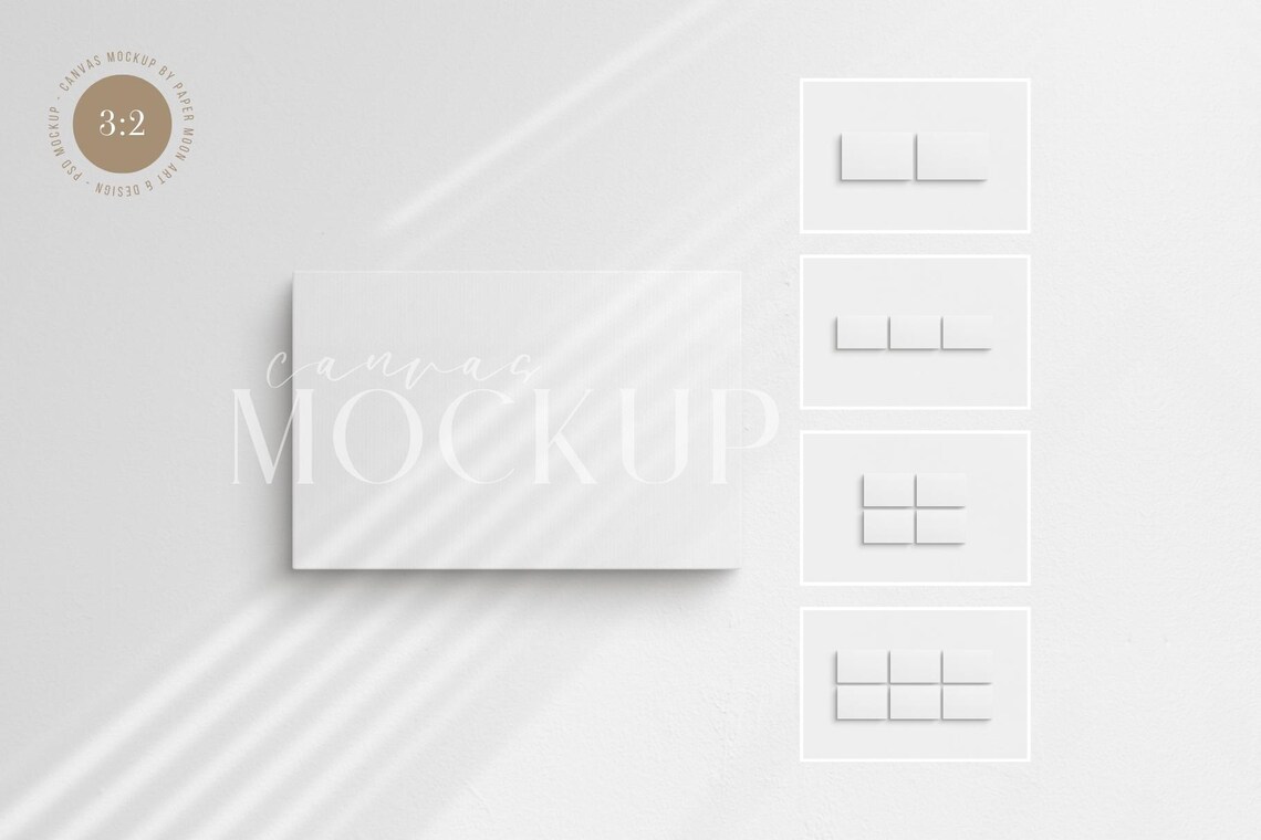 Canvas Mockup 3:2 2x3 Landscape Single, Sets of 2, 3, 4, 6 Canvases ...