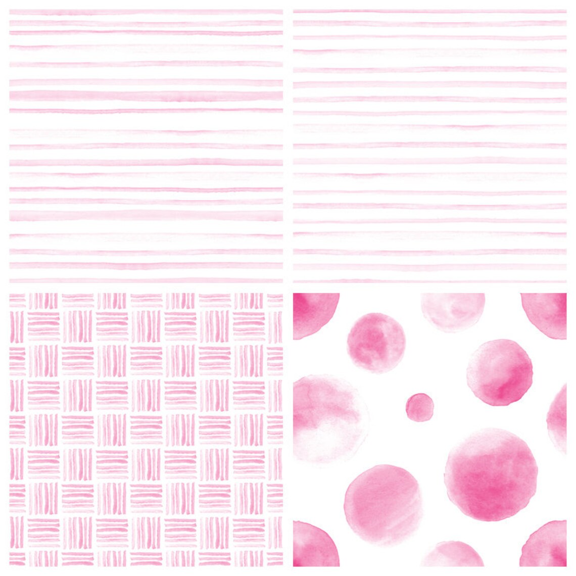 20 Seamless Watercolor Patterns, Pink Watercolor Patterns on White ...