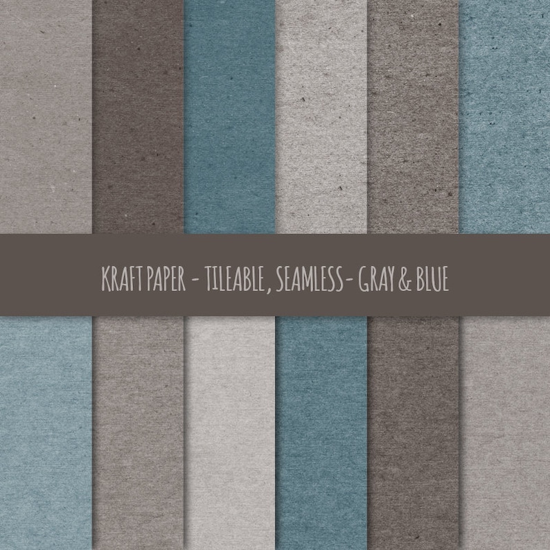 Kraft Digital Paper ~ Gray & Blue Kraft Paper Tileable ~ Kraft Paper ...