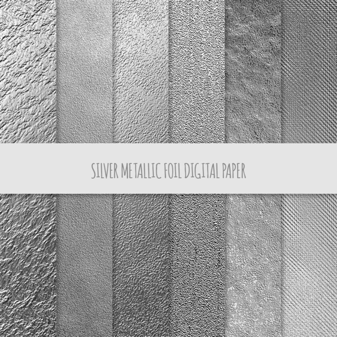Silver Foil Digital Paper, Metallic Silver Digital Paper, Silver Foil ...