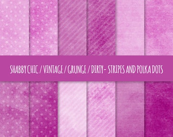 Vintage Grunge Digital Paper: Stripes and Squares Patterns | Etsy