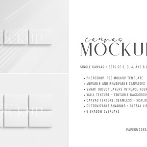 Canvas Mockup 3:2 2x3 Landscape Single, Sets of 2, 3, 4, 6 Canvases ...