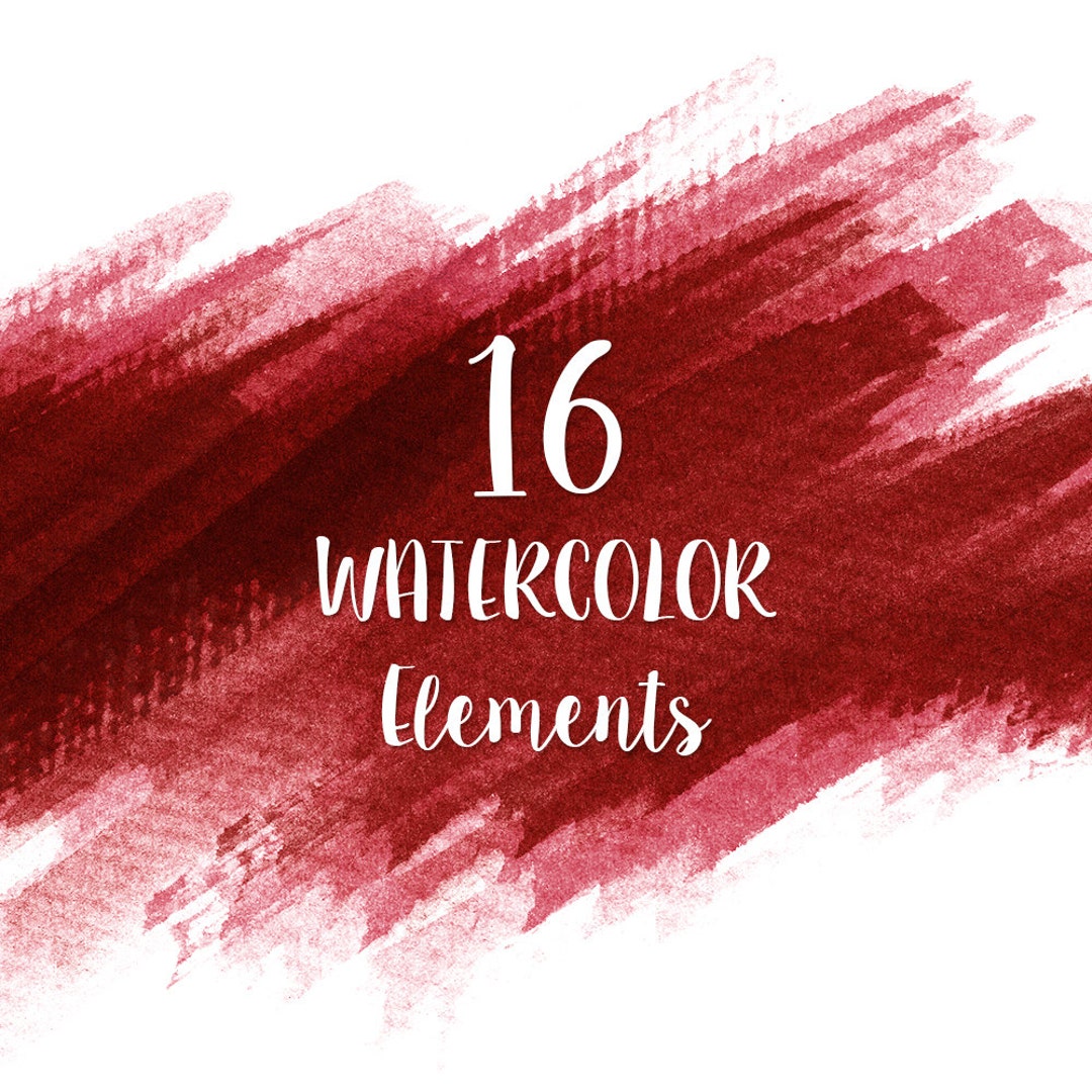 16 Red Watercolor Splotches, Splatters, Brush Strokes; Red Watercolor ...