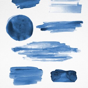 120 Blue Watercolor Splotches, Splatters, Brush Strokes; Navy Blue ...