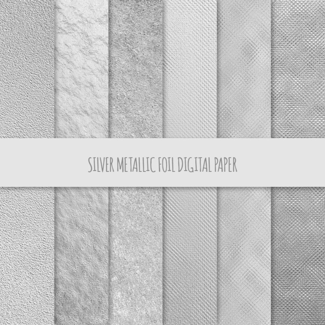 Silver Foil Digital Paper, Metallic Silver Digital Paper, Silver Foil ...