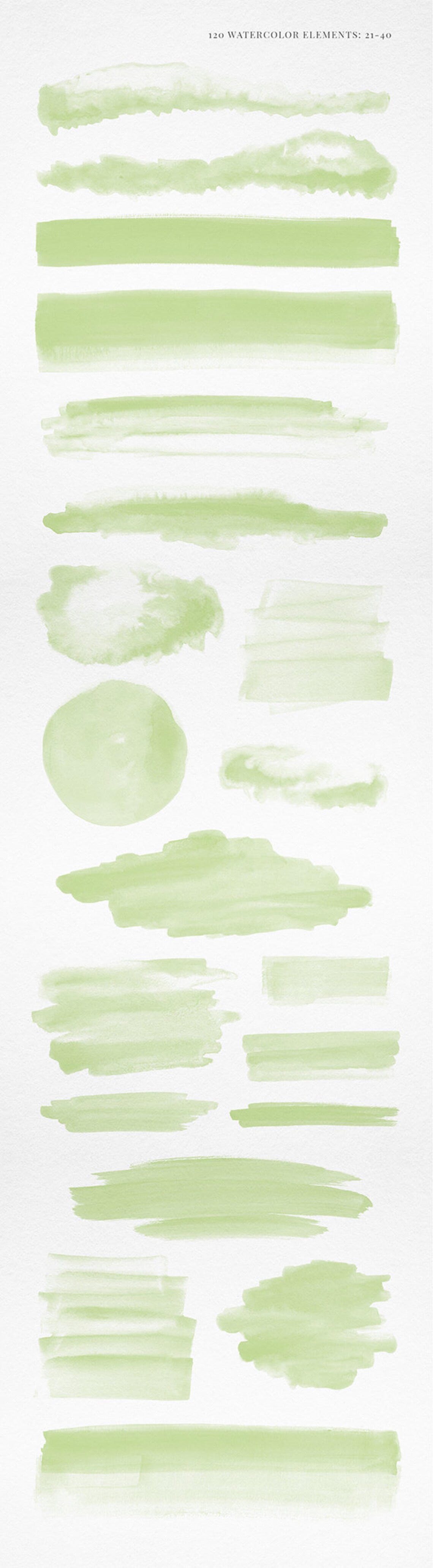 120 Green Watercolor Splotches, Splatters, Brush Strokes Green ...