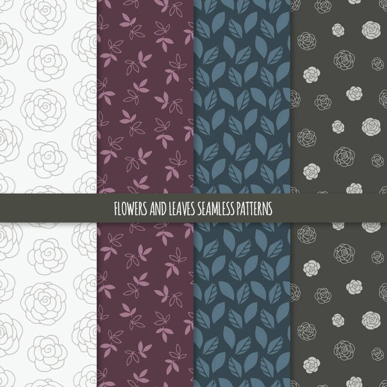 Seamless Patterns With Flowers, Leaves and Foliage Floral, Leaf and ...