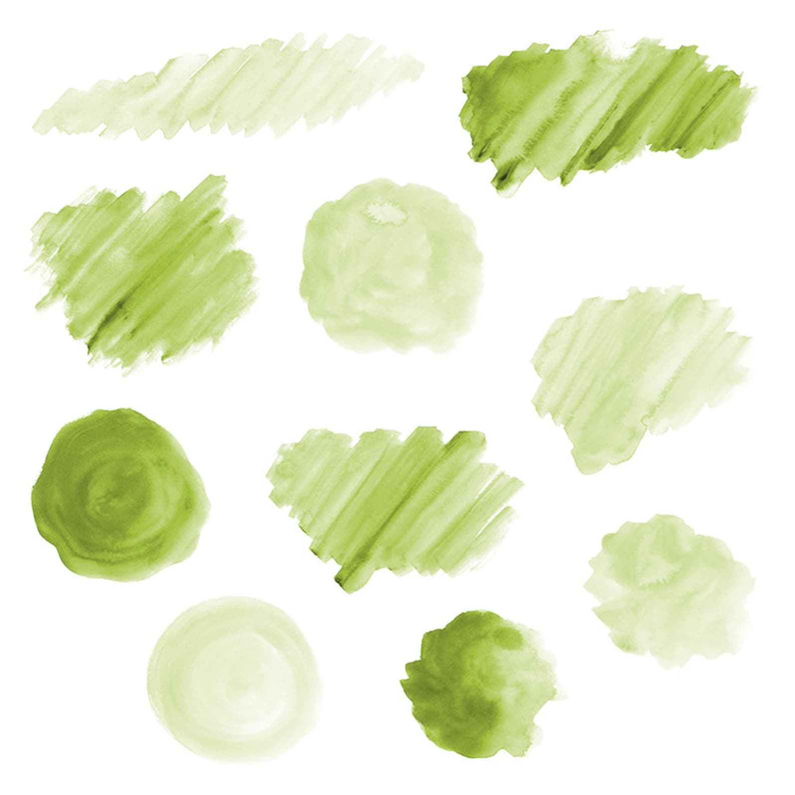 20 Green Watercolor Splotches, Splatters, Brush Strokes Green ...