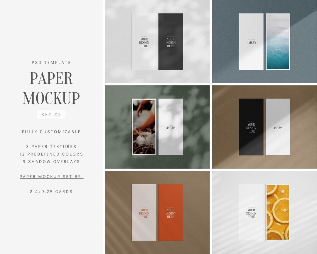Paper Mockup Set #5 | 4x9.25 Square Card Mockup | PSD | Wedding ...