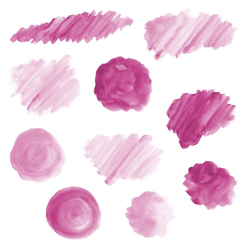 20 Pink Watercolor Splotches Splatters and Brush Strokes - Etsy