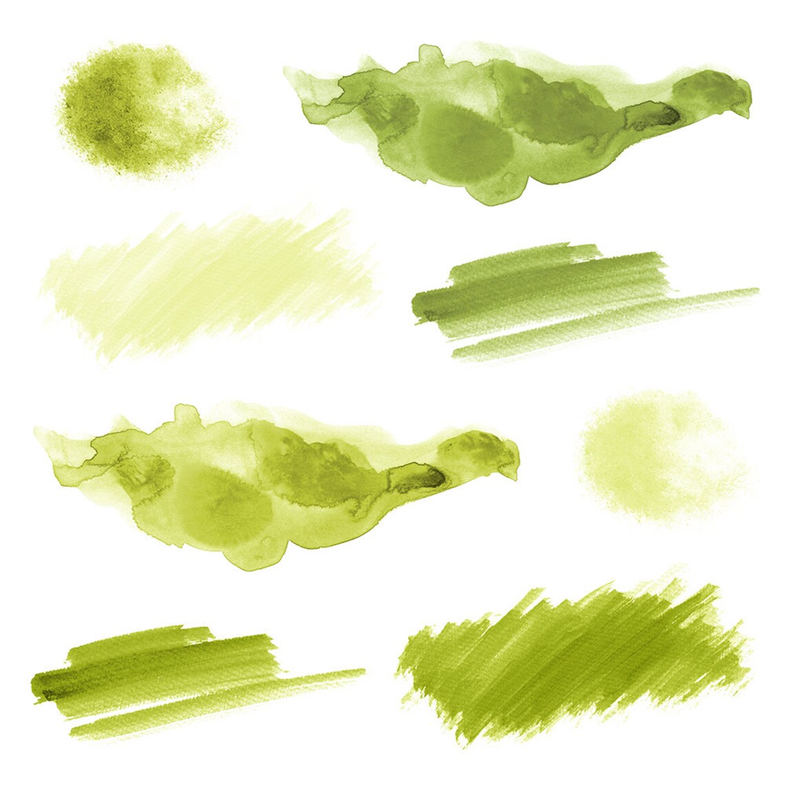 16 Green Watercolor Splotches Splatters Brush Strokes Green - Etsy