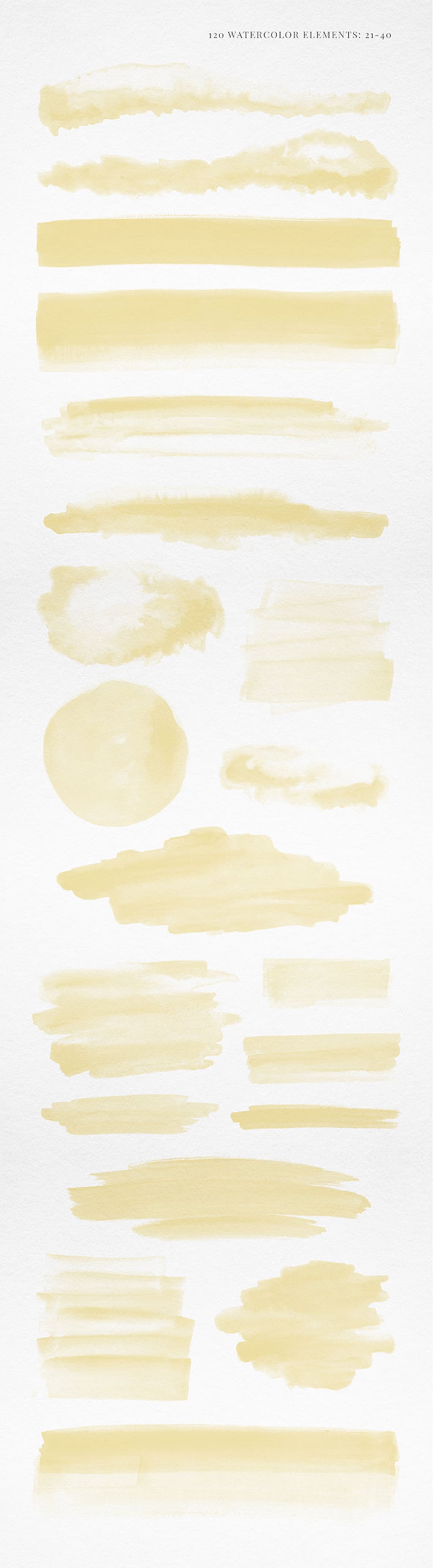 120 Yellow Watercolor Splotches, Brush Strokes, Transparent PNG ...