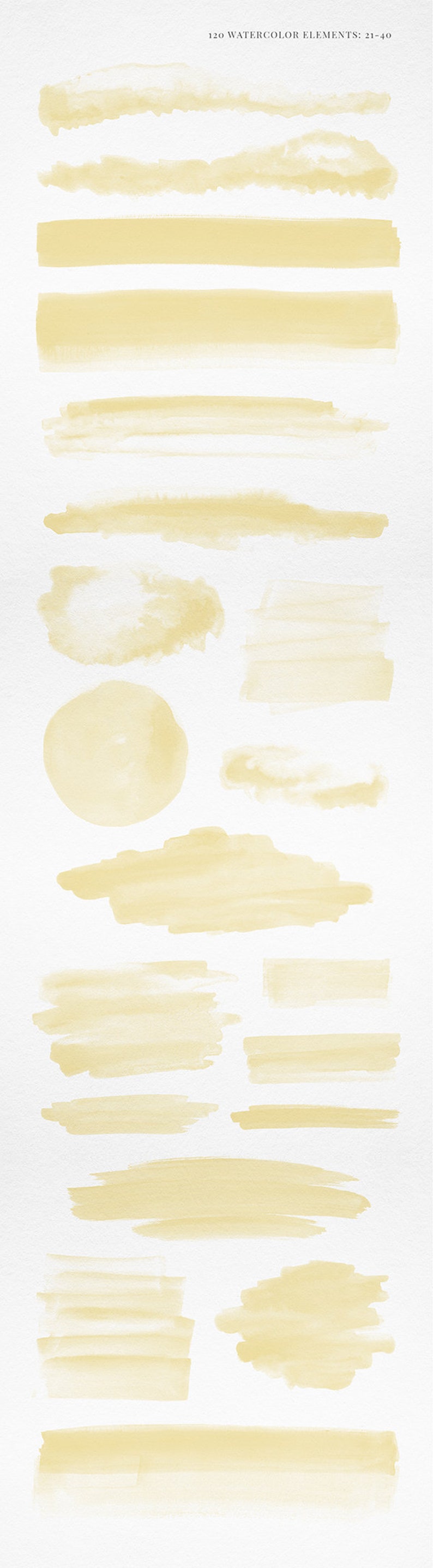 120 Yellow Watercolor Splotches, Brush Strokes, Transparent PNG ...
