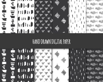 Hand Drawn Digital Paper: Geometric Abstract Doodles | Etsy