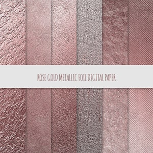 Rose Gold Foil Digital Paper, Metallic Rose Gold Digital Paper, Rose ...