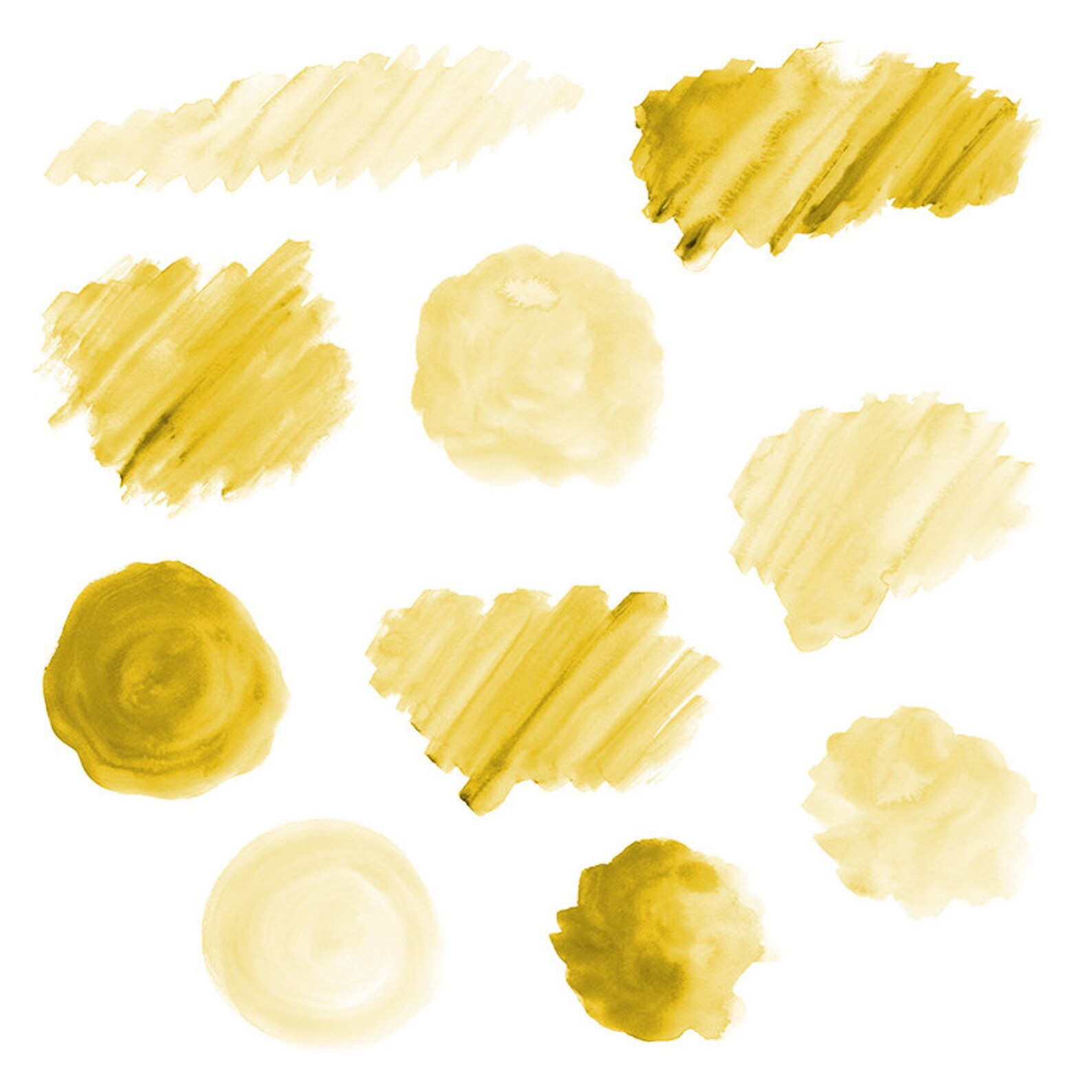 20 Yellow Gold Watercolor Splotches Splatters Brush Strokes | Etsy