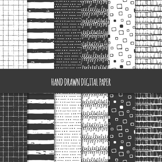 Hand Drawn Digital Paper: Geometric Abstract Doodles | Etsy