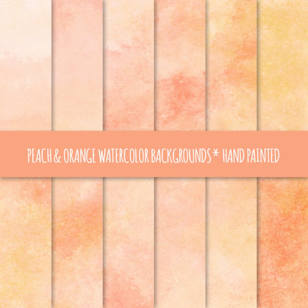 Peach and Orange Watercolor Texture Digital Paper ~ Hand Painted ...