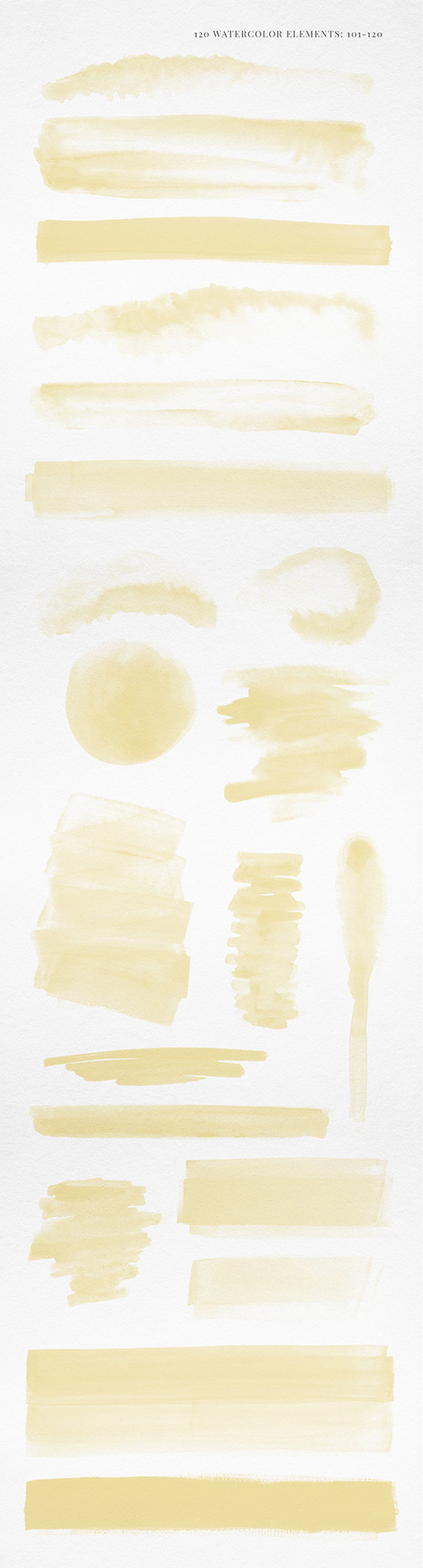 120 Yellow Watercolor Splotches, Brush Strokes, Transparent PNG ...
