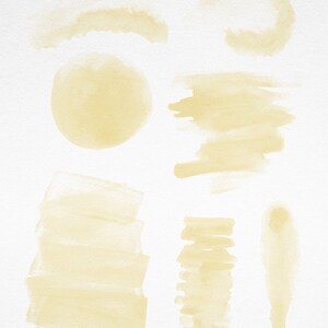 120 Yellow Gold Watercolor Splotches, Splatters, Brush Strokes ...