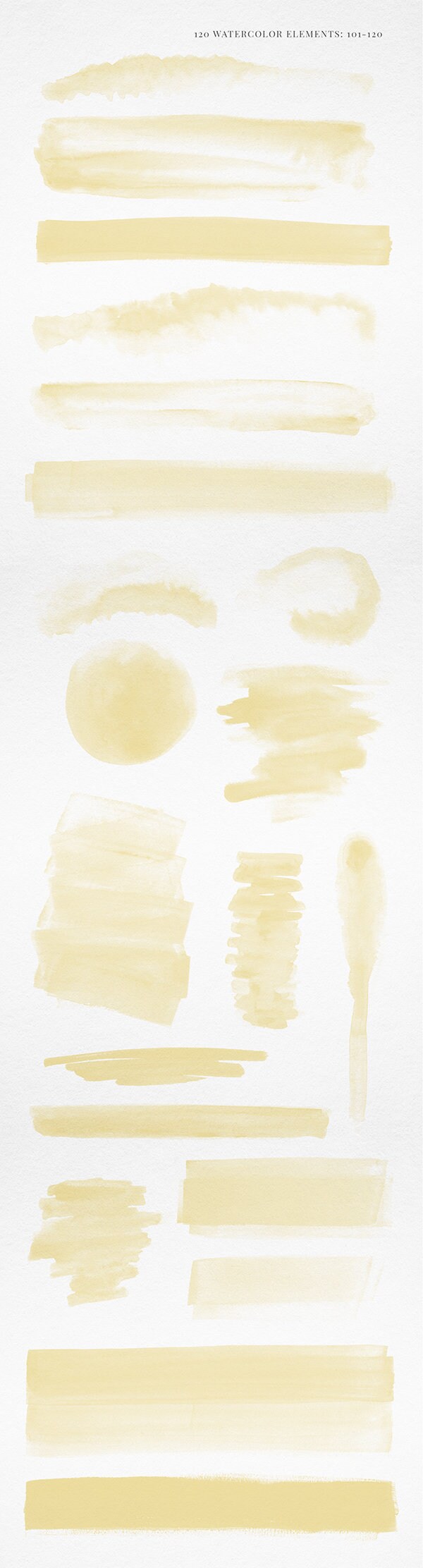 120 Yellow Watercolor Splotches, Brush Strokes, Transparent PNG ...