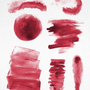 120 Red Watercolor Splotches, Splatters, Brush Strokes; Red Watercolor ...