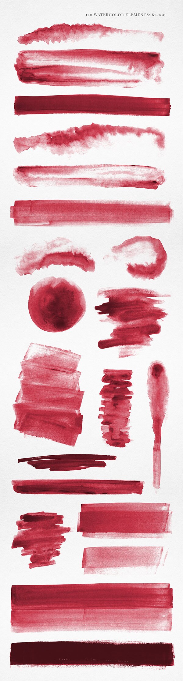 120 Red Watercolor Splotches, Splatters, Brush Strokes Red Watercolor ...