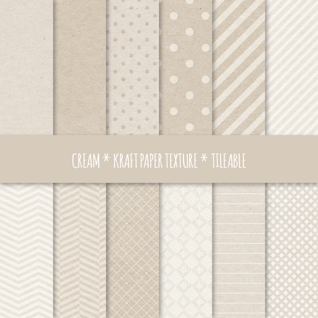 Cream Digital Paper, Geometric Seamless Patterns ~ Kraft Paper Texture ...