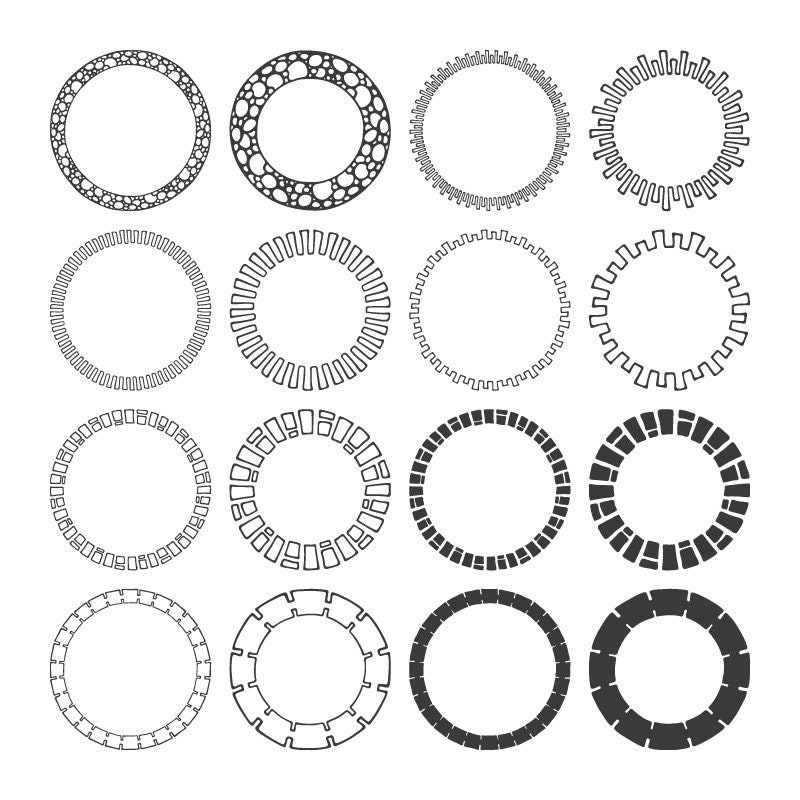 32 Hand Drawn Decorative Round Frames, Circle Borders: Tribal, Boho ...
