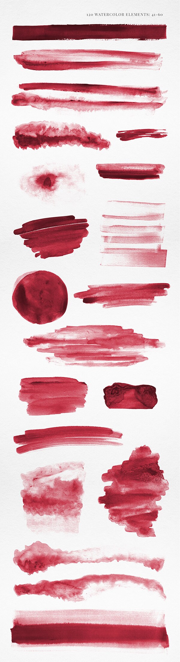 120 Red Watercolor Splotches, Splatters, Brush Strokes Red Watercolor ...
