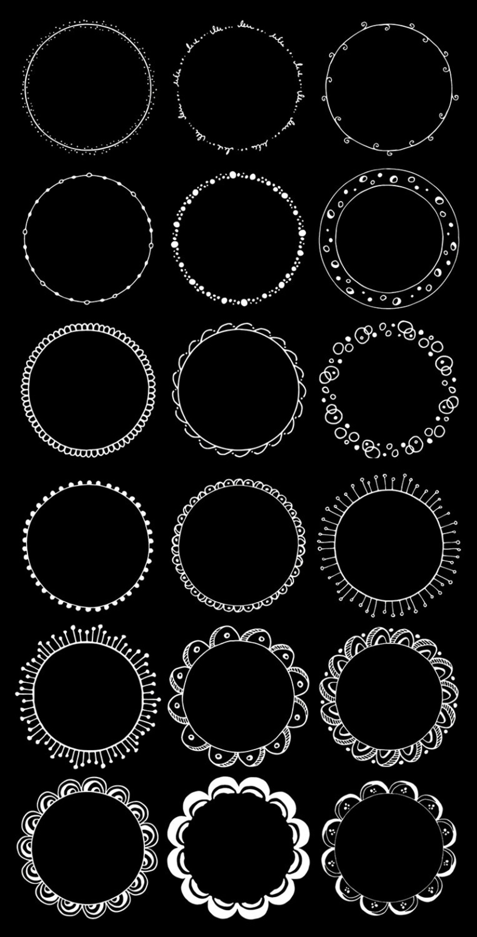 Round Frames Clipart. Hand Drawn Circles Clipart. Floral, Boho, Tribal ...