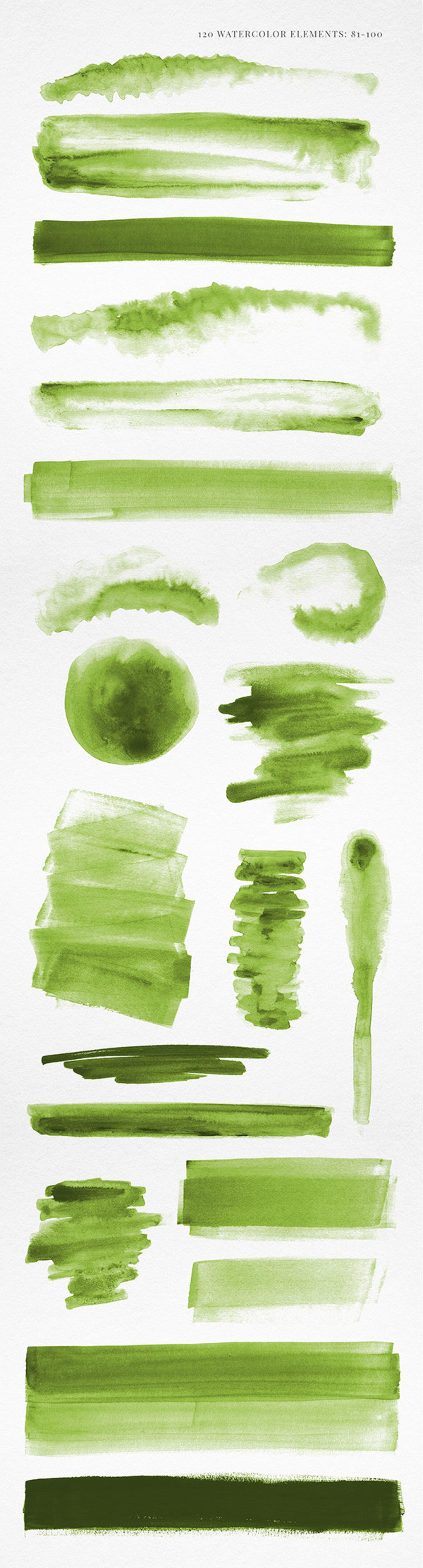 120 Green Watercolor Splotches Splatters Brush Strokes - Etsy