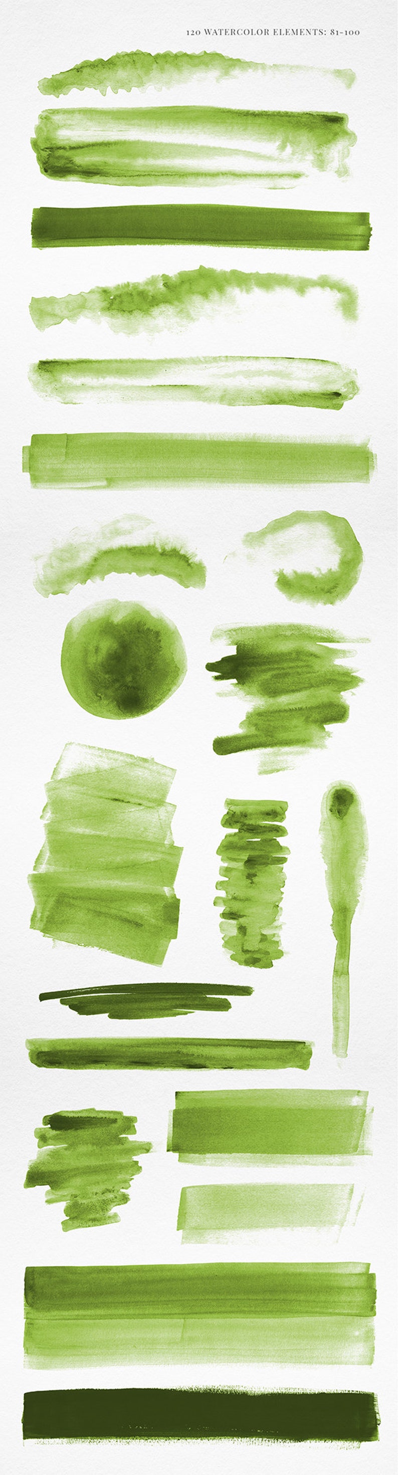 120 Green Watercolor Splotches, Brush Strokes, Transparent PNG ...
