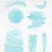 120 Turquoise Watercolor Splotches, Splatters, Brush Strokes; Light ...
