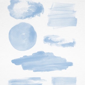 120 Blue Watercolor Splotches, Splatters, Brush Strokes; Navy Blue ...