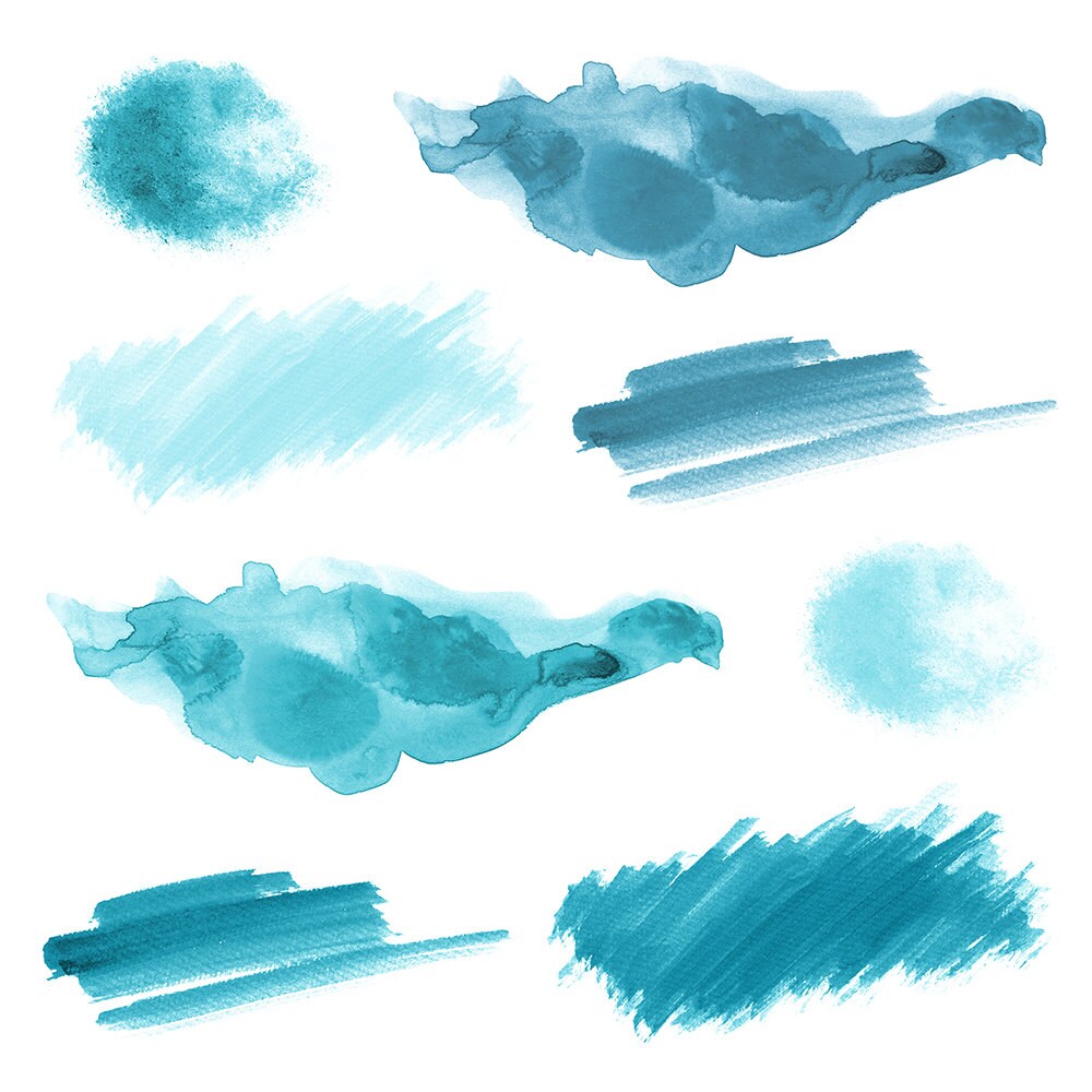 16 Blue Watercolor Splotches, Splatters and Brush Strokes Blue ...